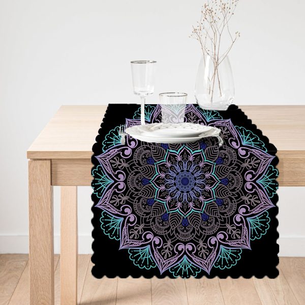 Beyaz Zeminde Açık Renkte Mandala Runner - RealHomes